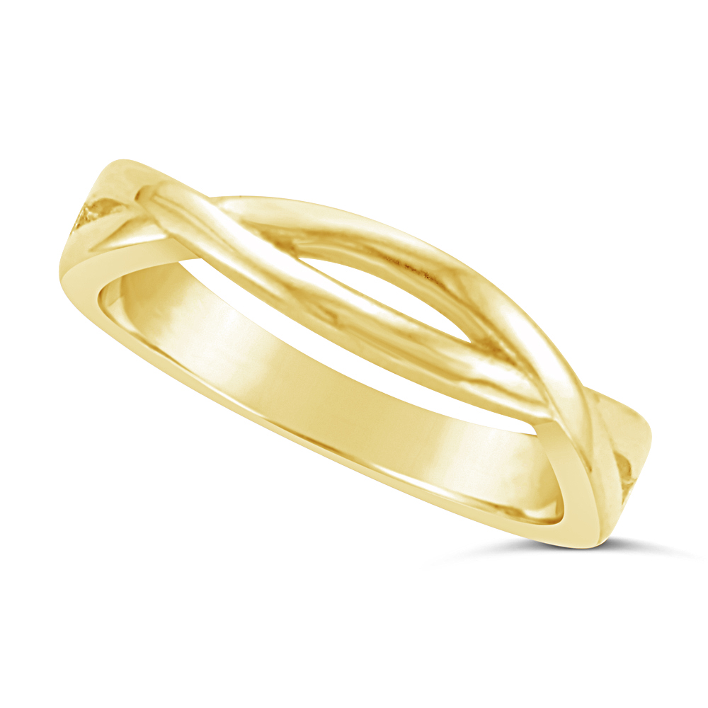 Fine Quality Ladies Crossover Wedding Band In 9ct Yellow Gold